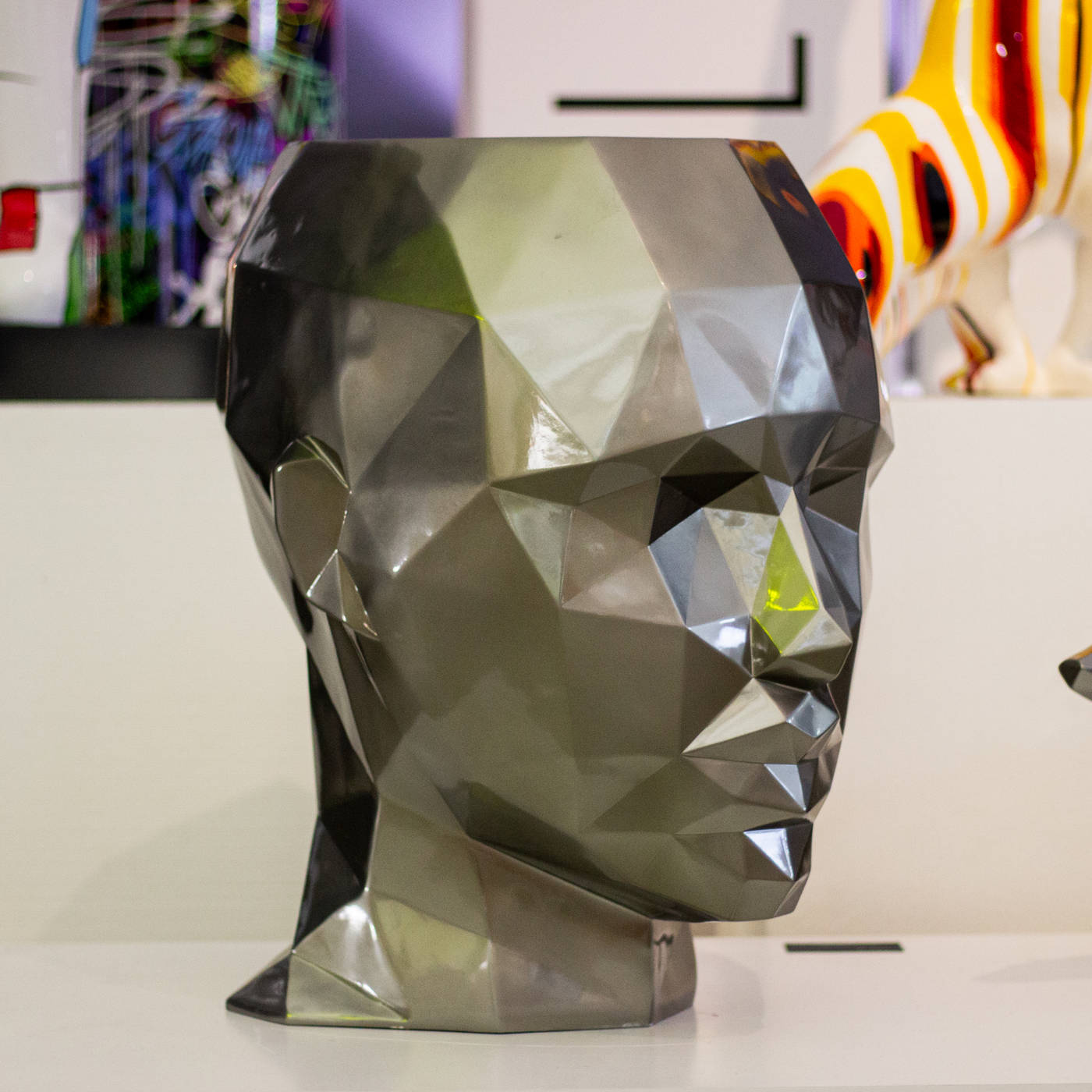 FEMALE testa donna tavolino grigio metallizzato - Soul Light Design